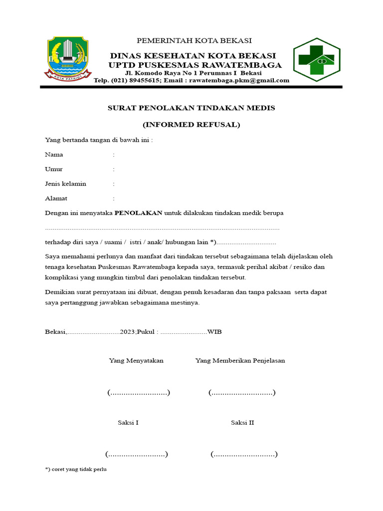 Surat Penolakan Tindakan Medis | PDF