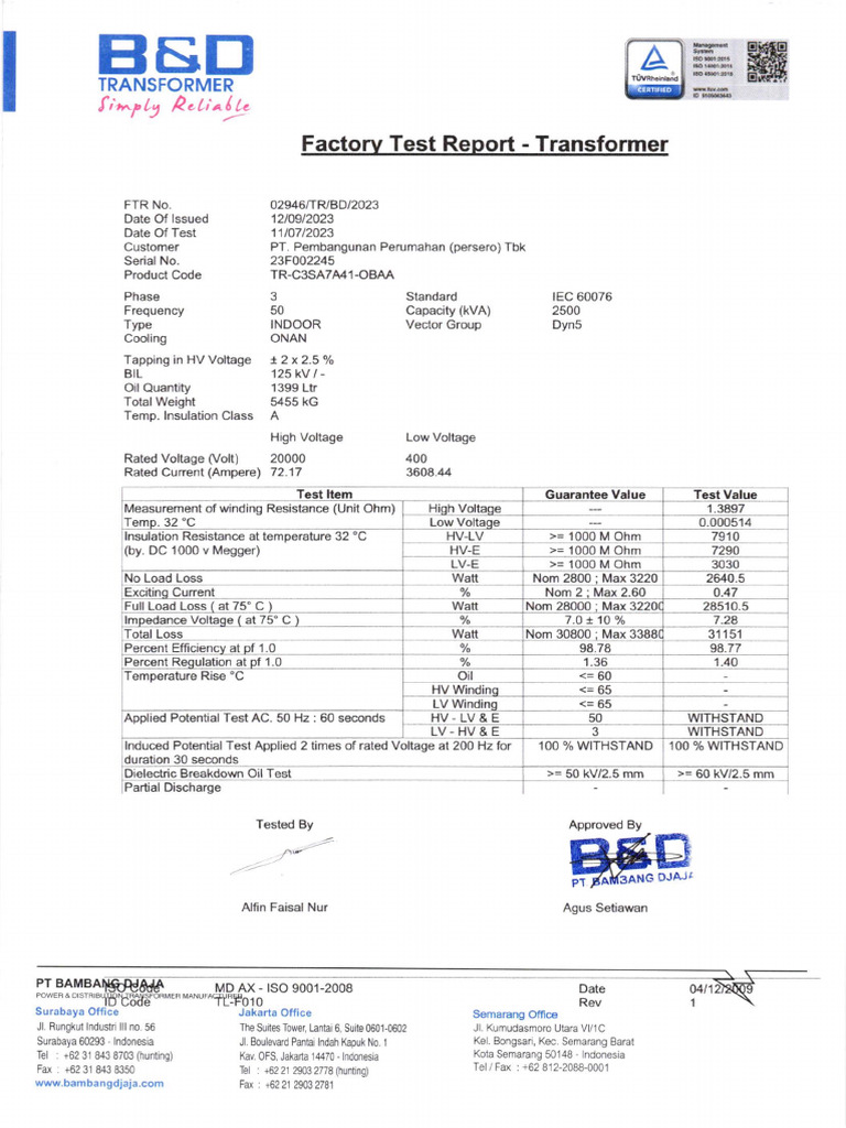 02 - 2 - Test Report Trafo 2 - 231031 - 131613 | PDF