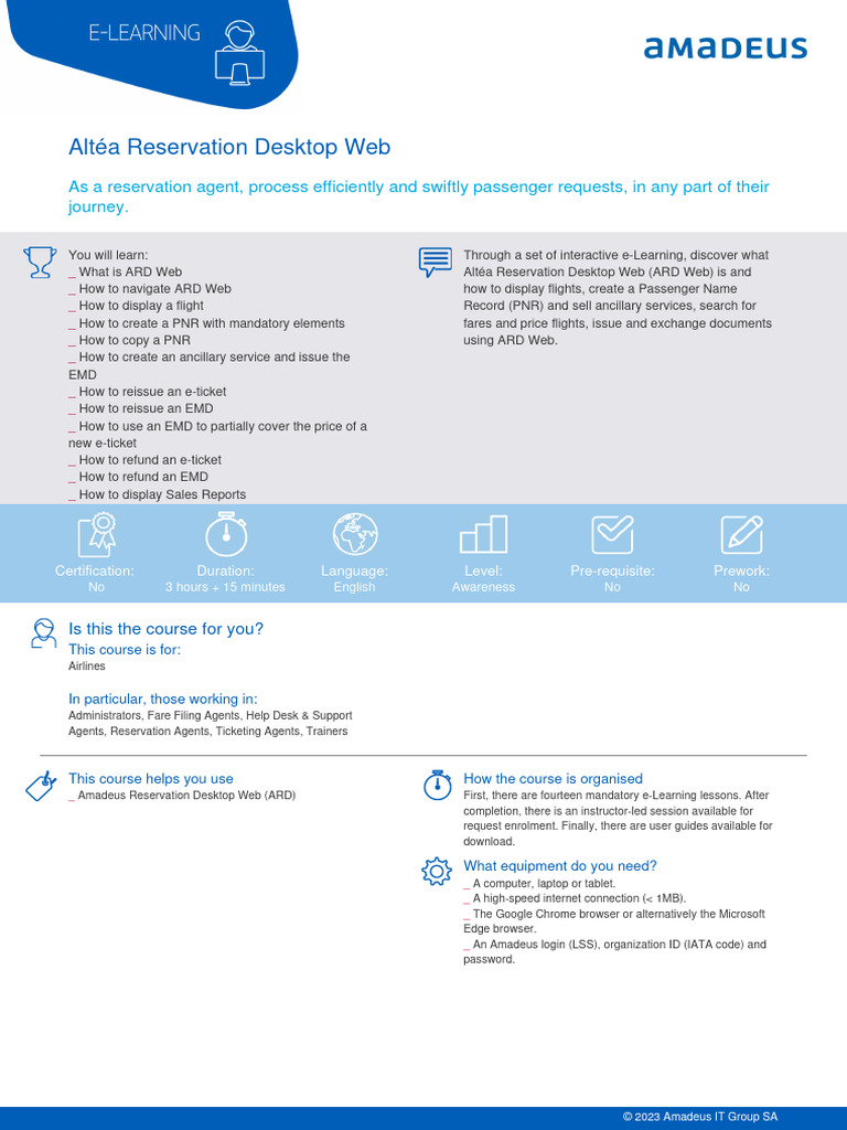 Amadeus Training Course 2507077960 | PDF