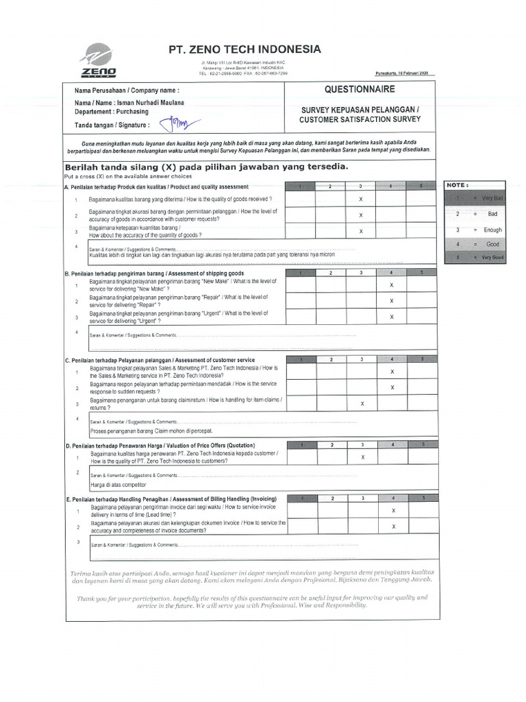 Questionnaire Zeno Tech | PDF