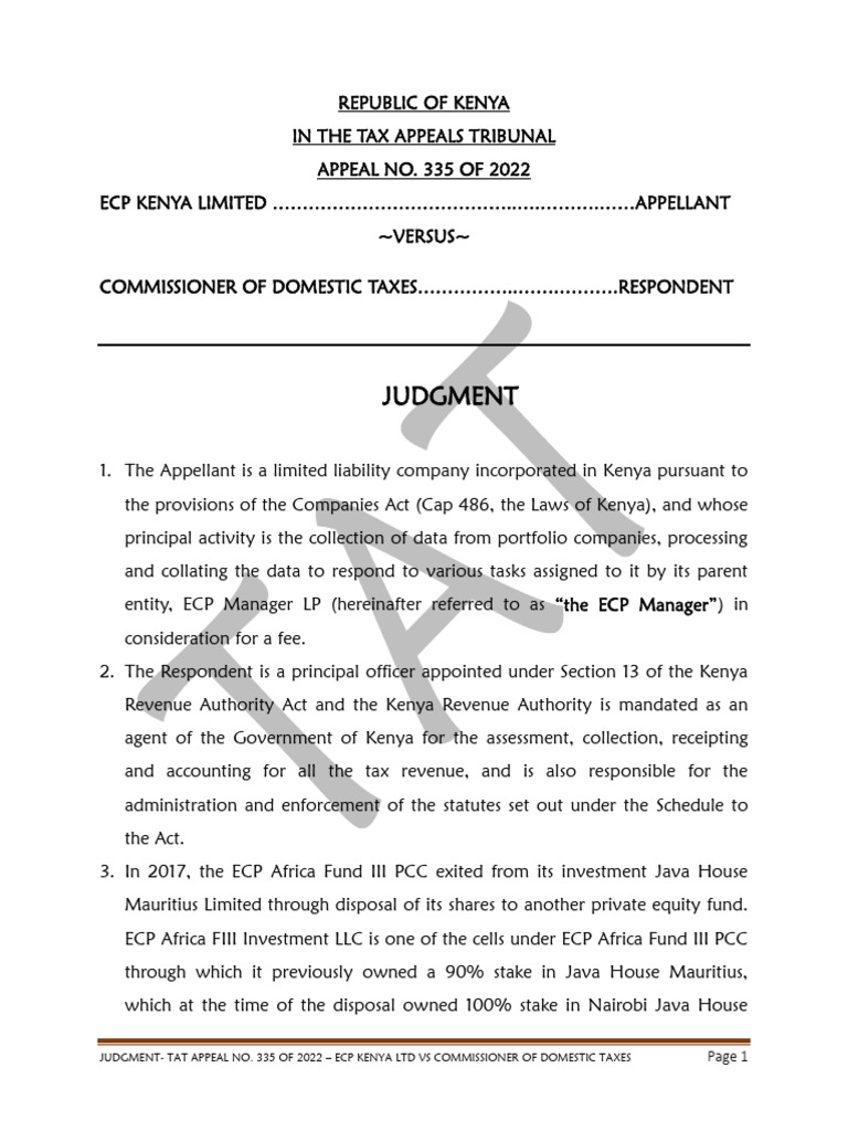 Judgment - ECP Kenya Limited | PDF