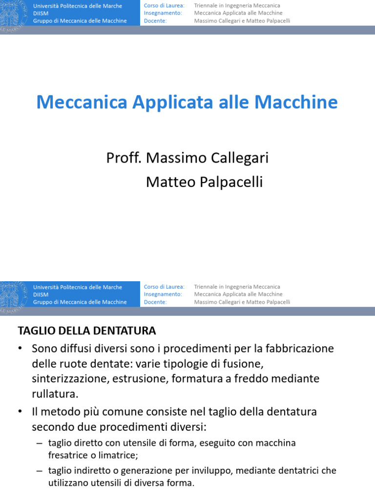 Taglio Ruote Dentate | PDF