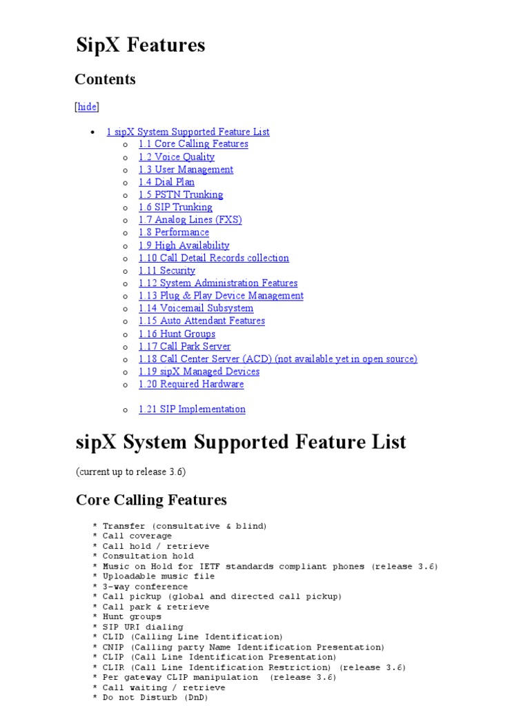 SipX Features | PDF | Session Initiation Protocol | Voicemail