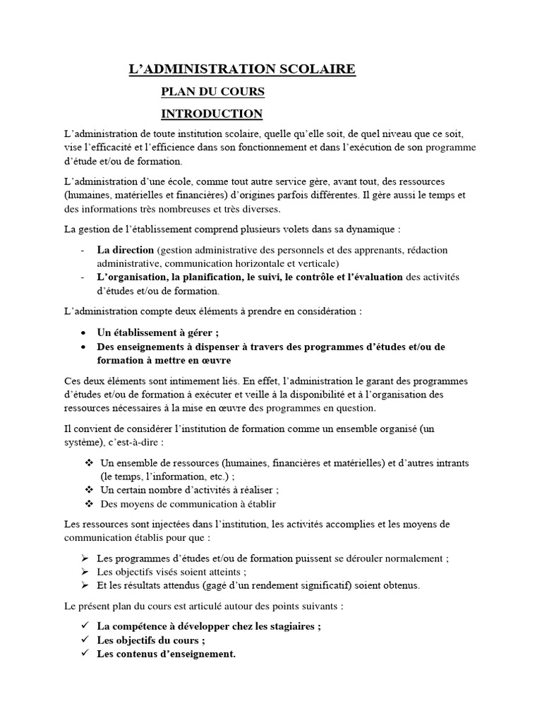 Compilation Administration Scolaire | PDF