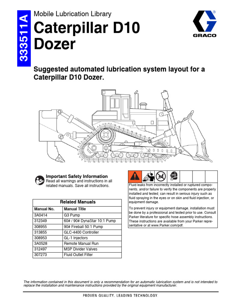 Suggested Automated Lubrication System Layout For A Caterpillar D10 ...
