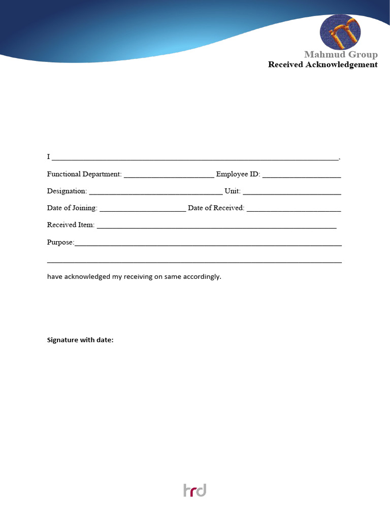 All Receving Acknowledge Form | PDF | Career & Growth | Business