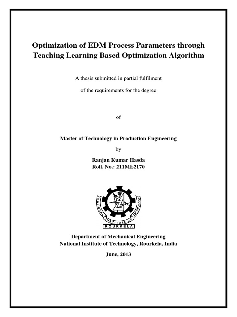 Optimization of EDM Process Parameters Through Teaching Learning Based ...
