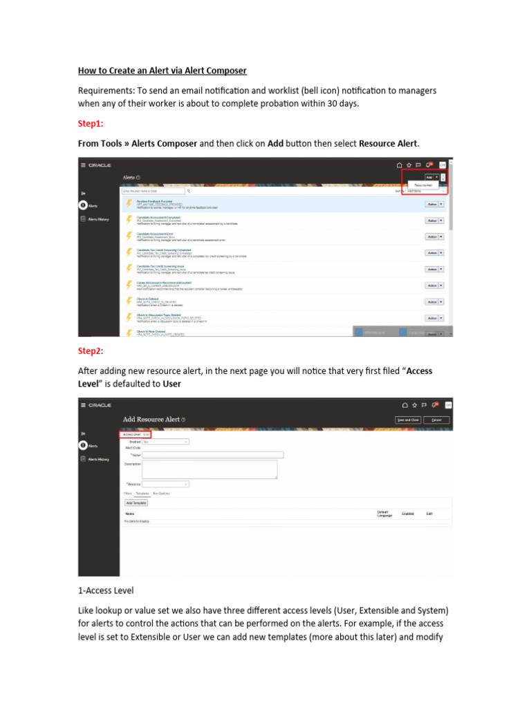 How To Create An Alert Via Alert Composer | PDF
