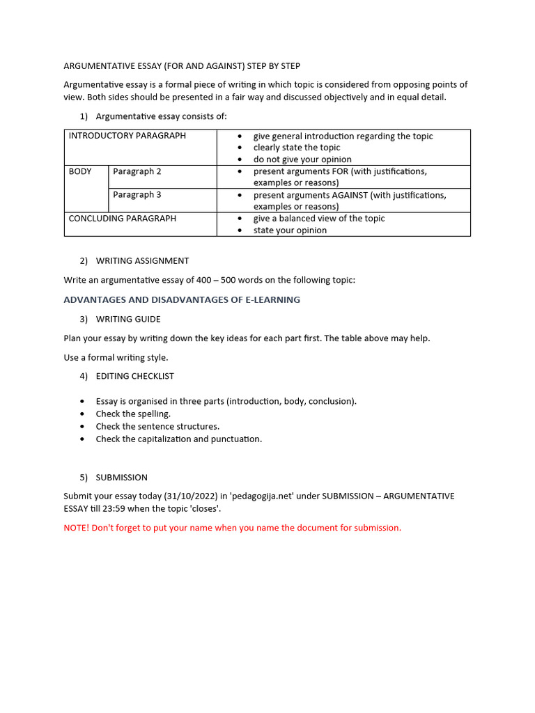Argumentative Essay Step-By-Step | PDF