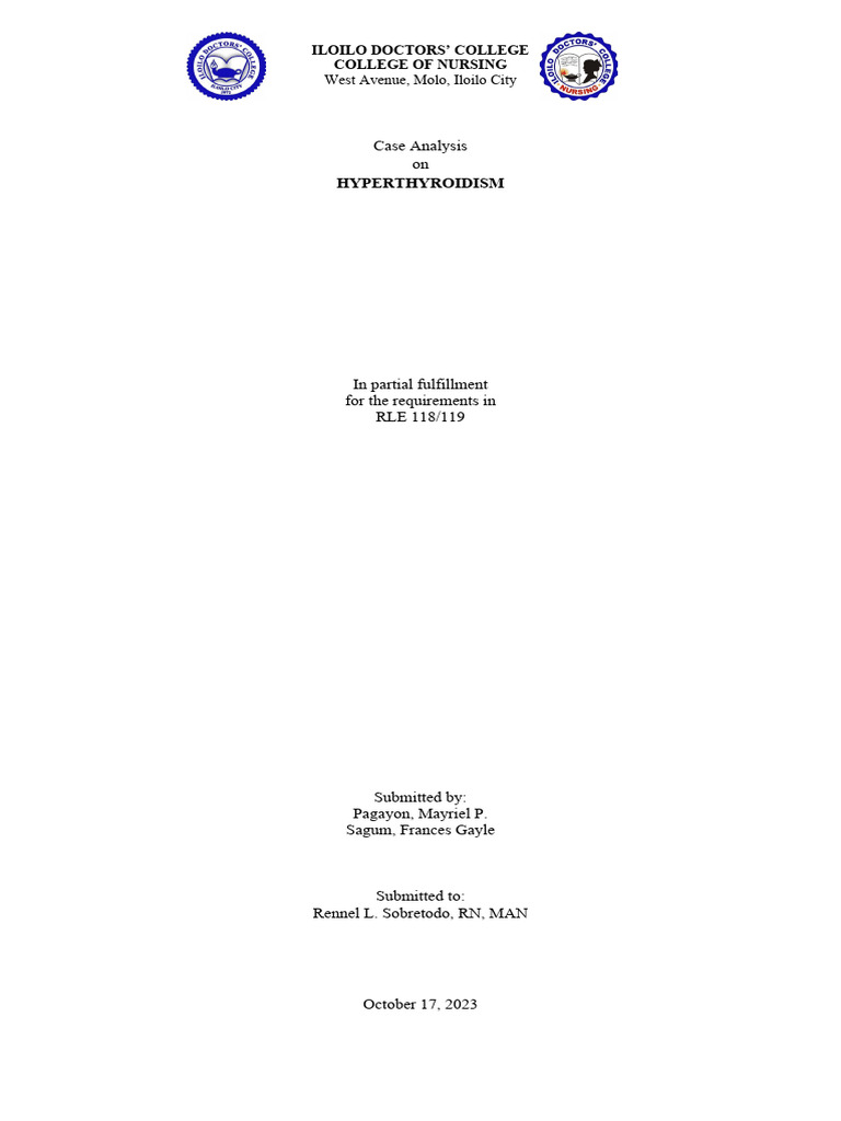 Case Analysis Hyperthyroidism Pdf
