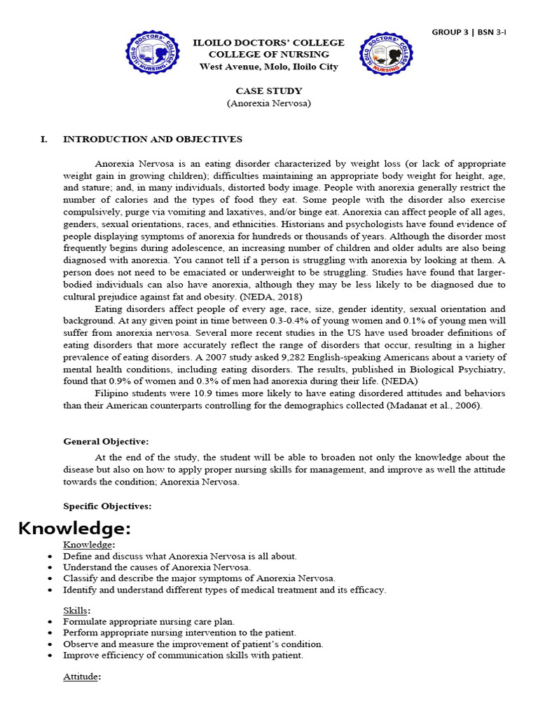 3 CASE STUDY (Anorexia Nervosa) - GRP3 BSN3I | PDF