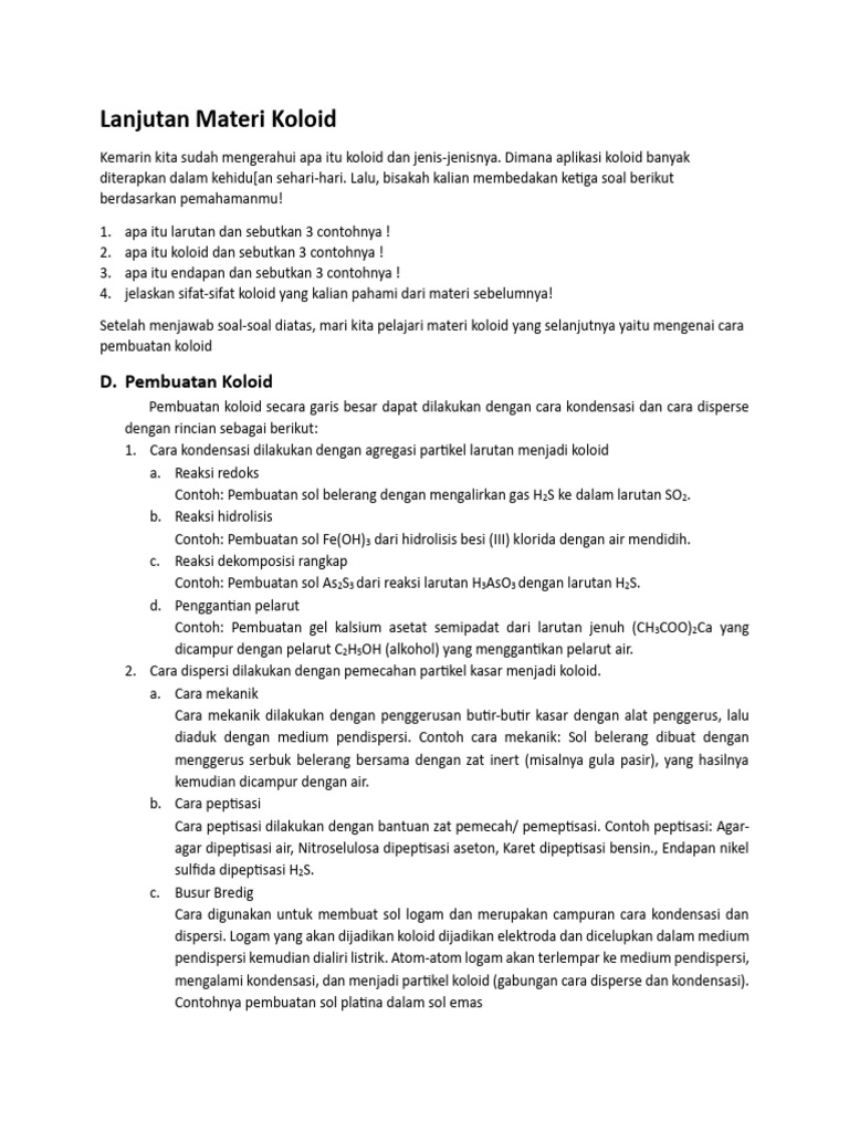 Lanjutan Materi Koloid | PDF