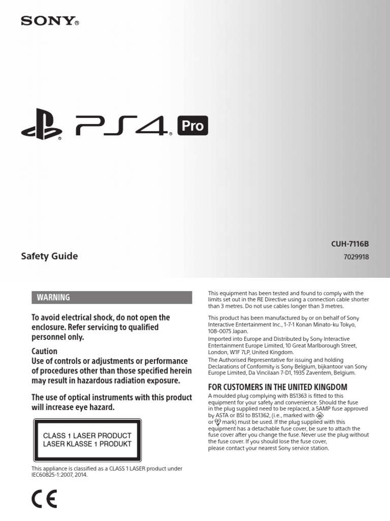 PS4 Pro Chassis CUH-7116 Safety Guide EN Web | PDF