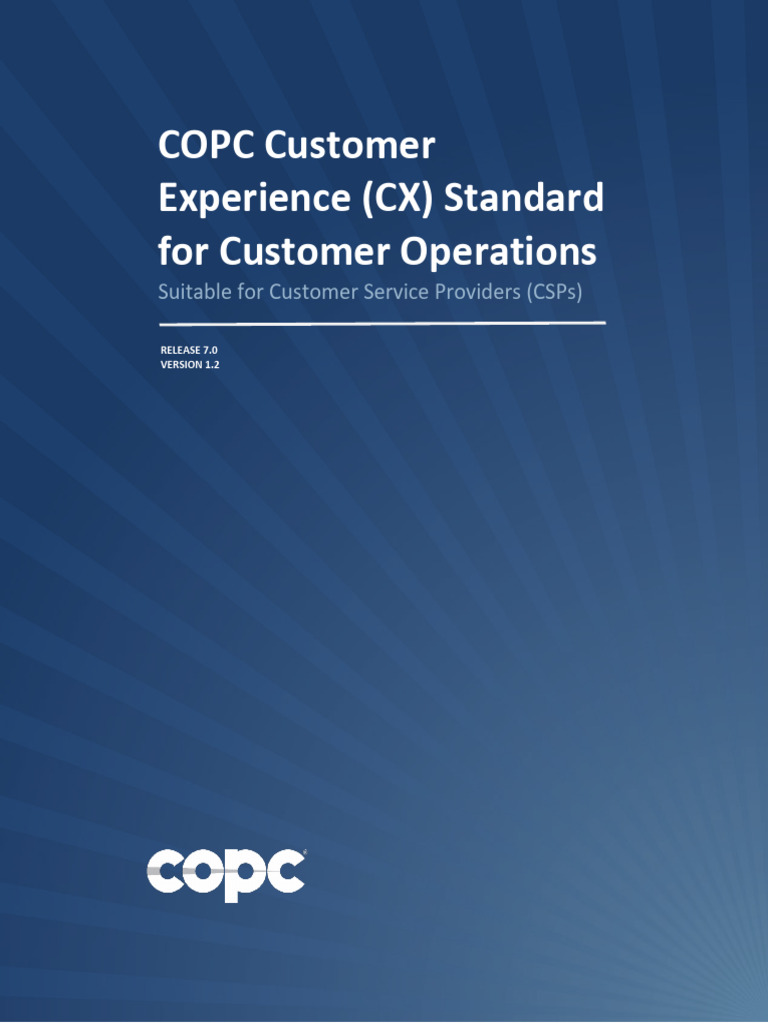 COPC 2021 CX Standard For Customer Operations Release 7.0 | PDF