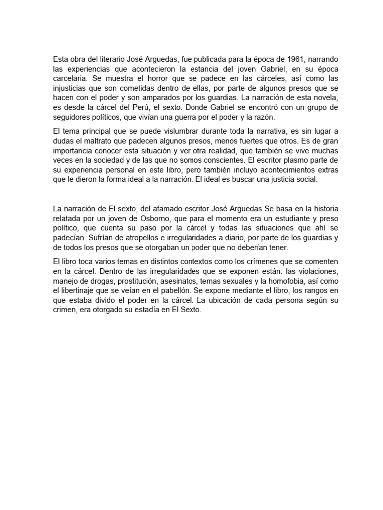 Resumen de La Obra El Sexto | PDF Resumen de La Obra El Sexto | PDF