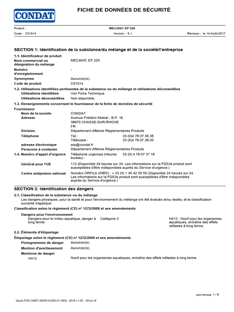 Fiche Technique Huile MECANIC EP 220 | PDF