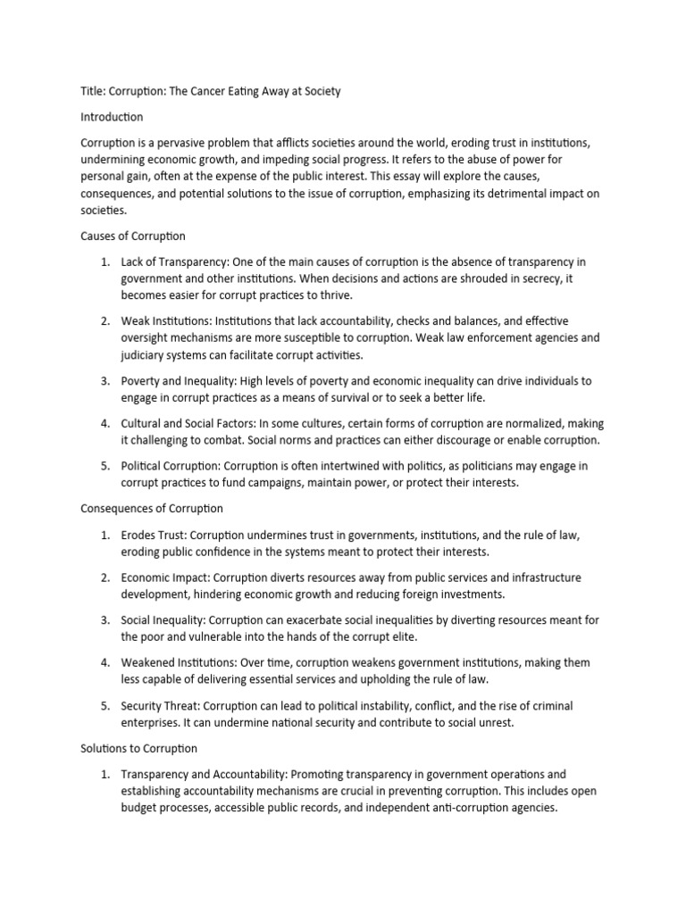 Corruption: Causes and Solutions | PDF