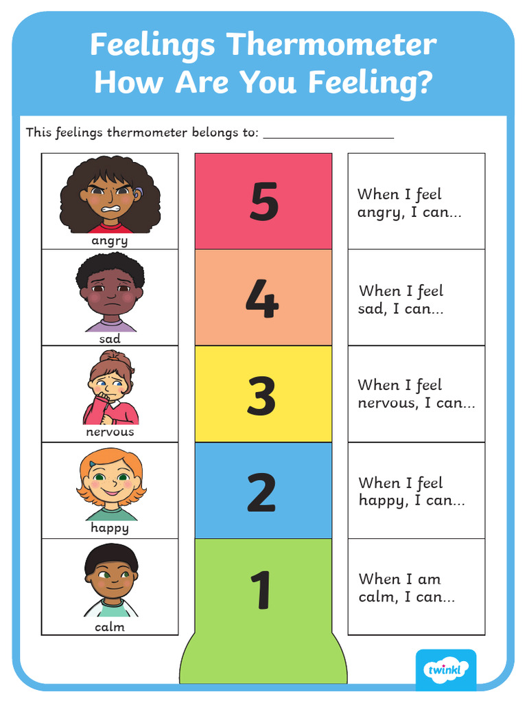 Feelings Thermometer - How Are You Feeling - Worksheet | PDF