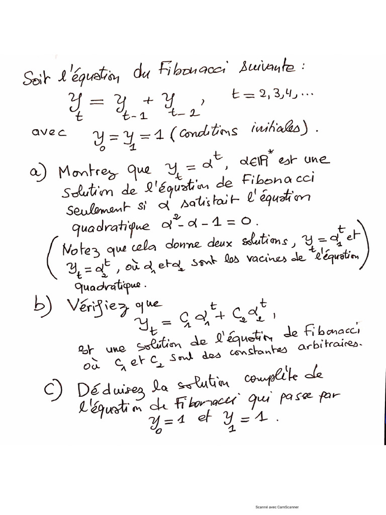 Exercice (Suite de Fibonacci) | PDF