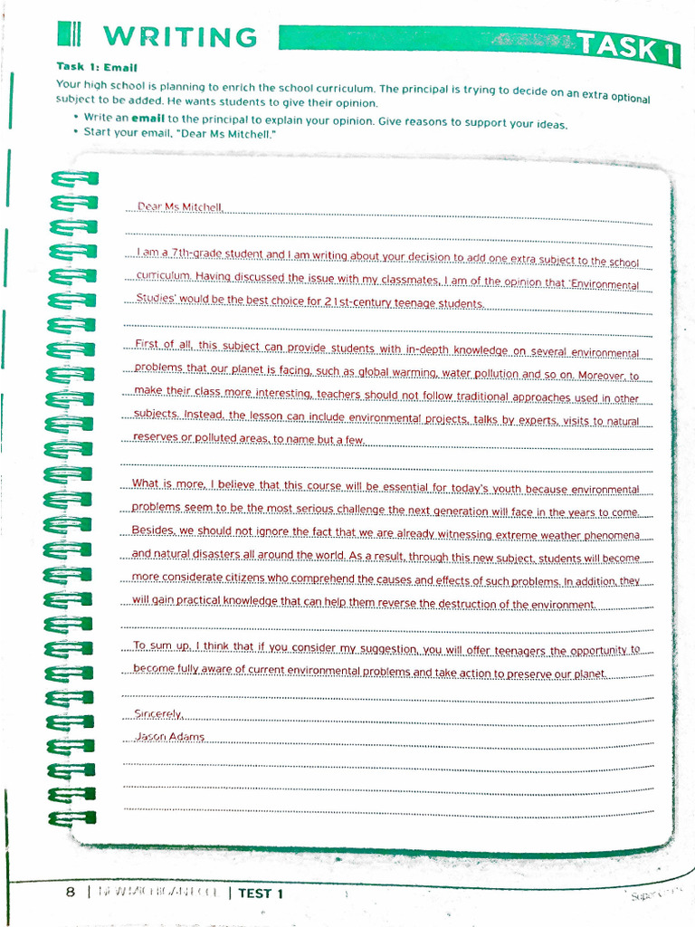Writing Model 1 | PDF