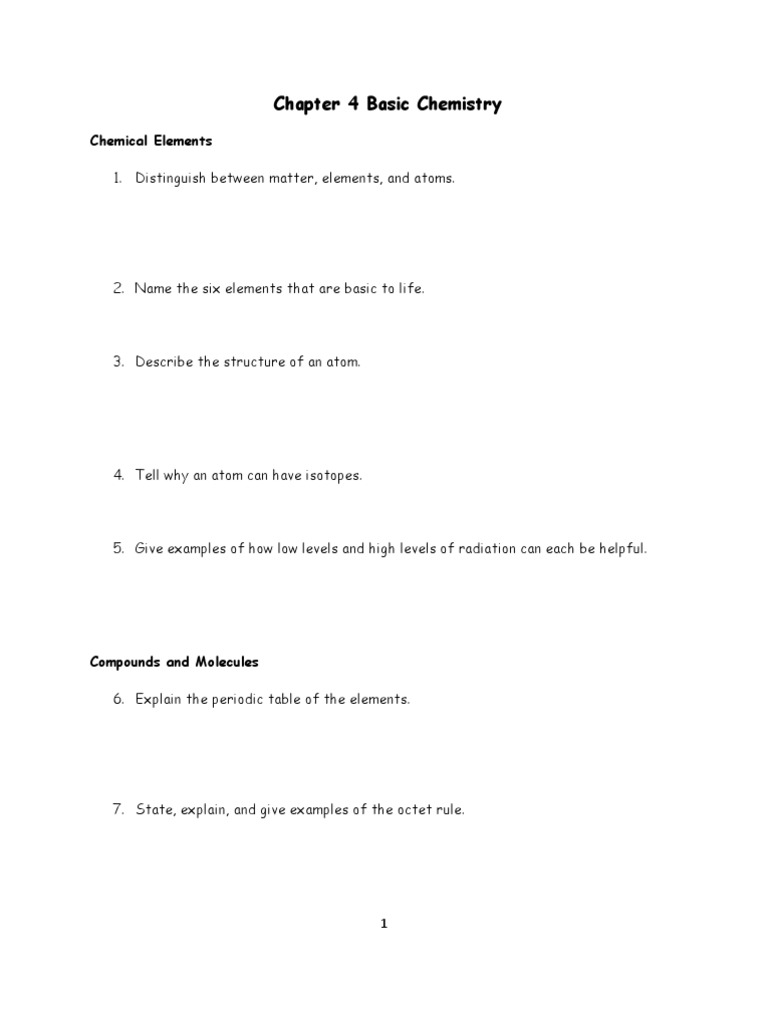 Chapter 4 Basic Chemistry | PDF