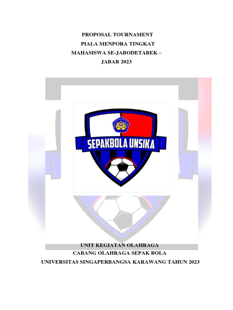 Proposal Tournament Piala Menpora Jabar-1 | PDF