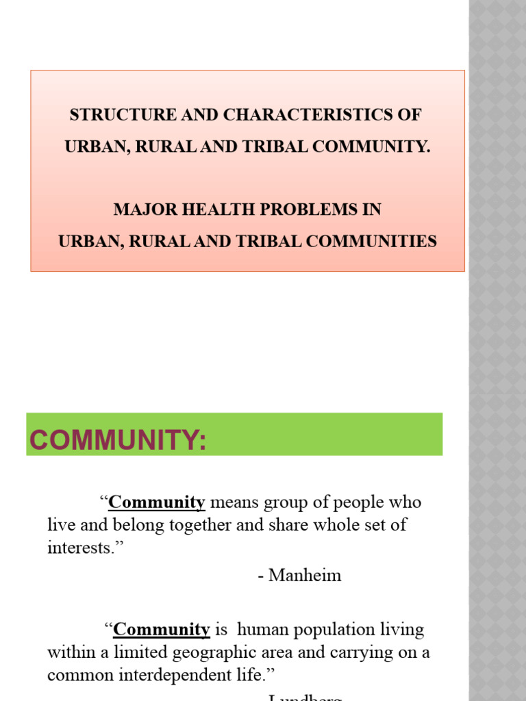 Rural, Urban & Tribal Community | PDF