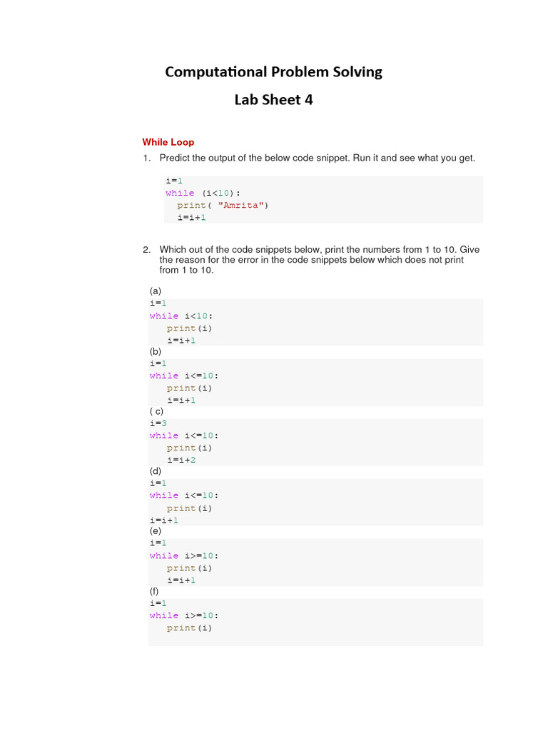 Python While and For Loop Exercises | PDF | Computers