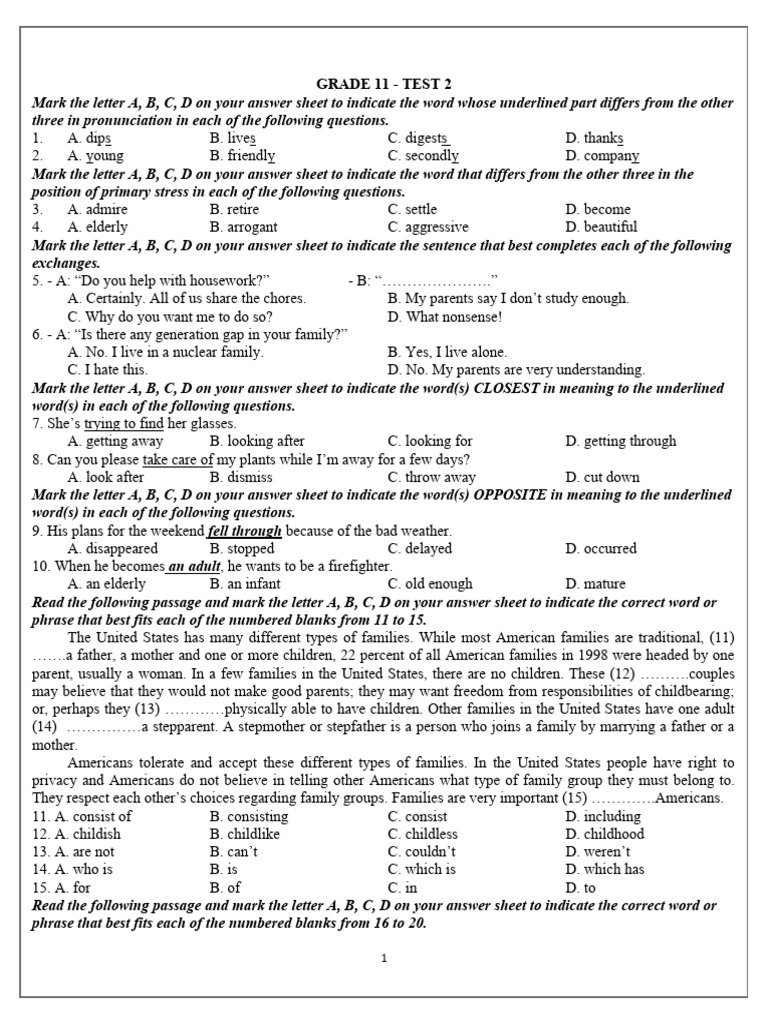 Grade 11 English Unit 1 Test | PDF
