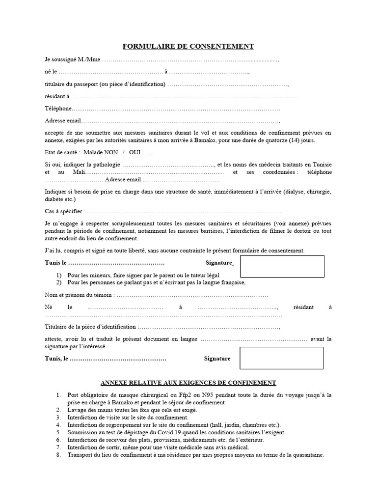 Formulaire de Consentement | PDF