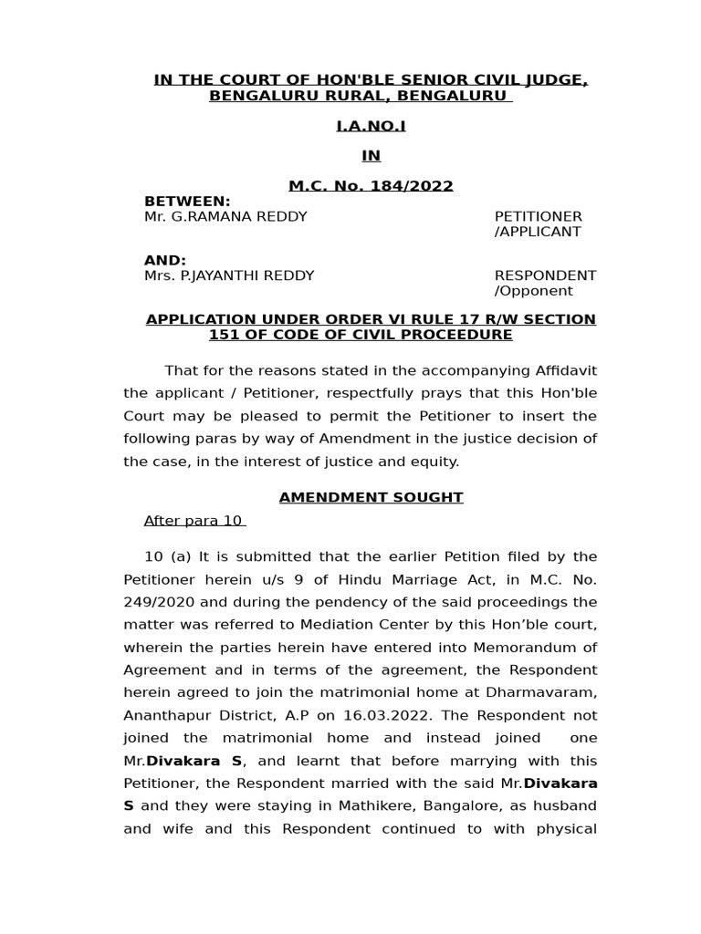Amendmenet Application MC Case | PDF | Law
