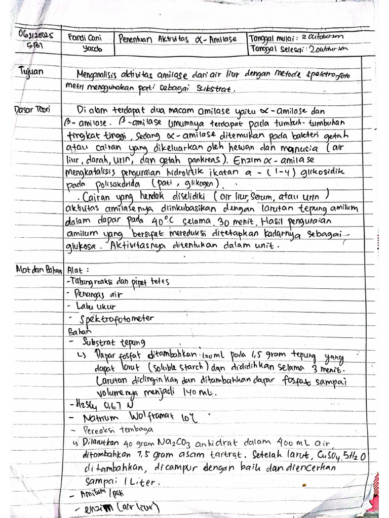 Fandi Cani Yacob - 5B1 - Praktikum Biokimia 2 Percobaan 4 | PDF