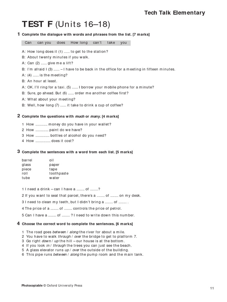 Level 2 Units 16-18 Quiz | PDF