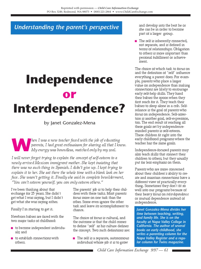 Independence or Interdependence? | PDF | Early Childhood Education ...