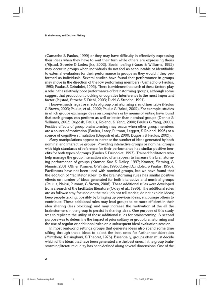 Brainstorming Brainstorming Rules And Decision Mak Pdf