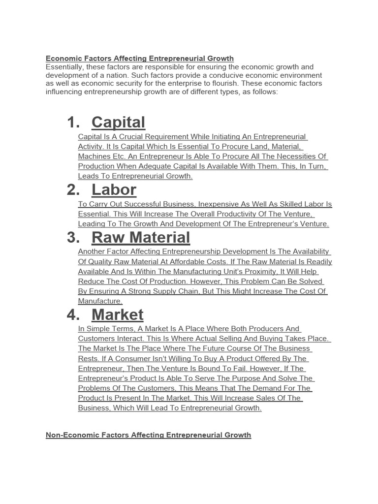 Economic and Non-Economic Factors in Entrepreneurship | PDF | Business