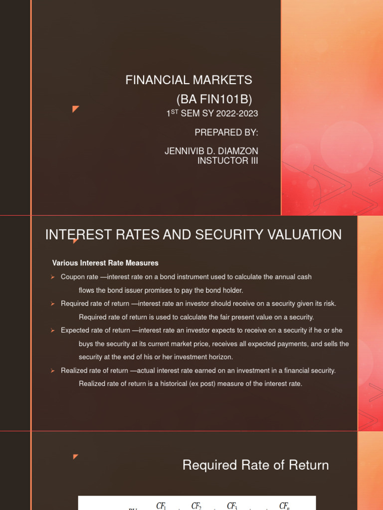 Ch. 4 Interest Rate and Security Valuation | PDF