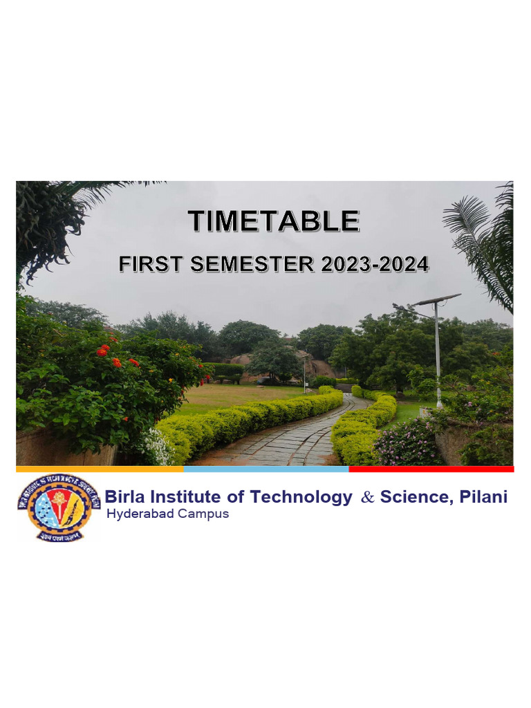 Timetable First Semester 2023 - 24 | PDF