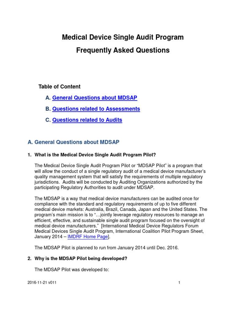 Fda - Faq Mdsap | PDF