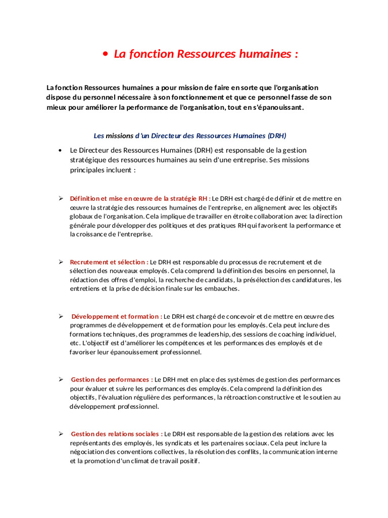 La Fonction Ressources Humaines | PDF