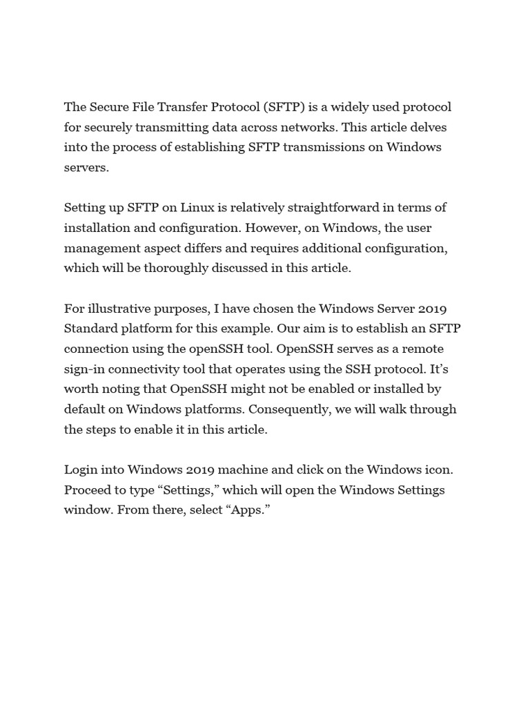 SFTP Connection To OCI Windows Compute Instance | PDF