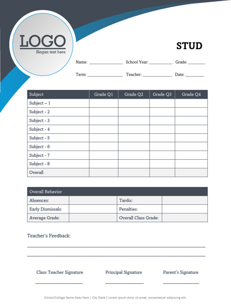 Student Report Card Format | PDF