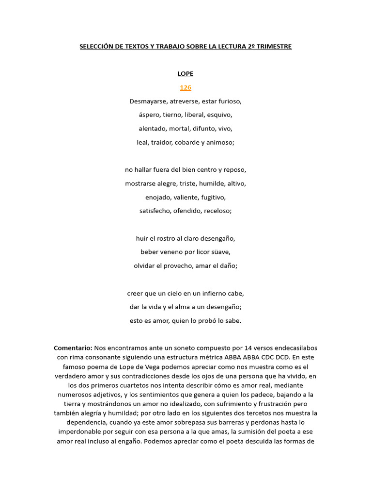 Selección Poemas LOPE, GÓNGORA Y QUEVEDO | PDF