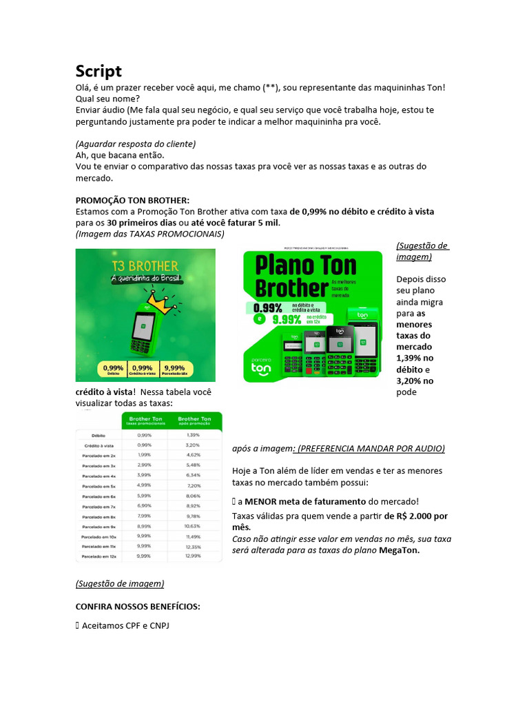 Script MSA - Produto Maquinas Ton | PDF