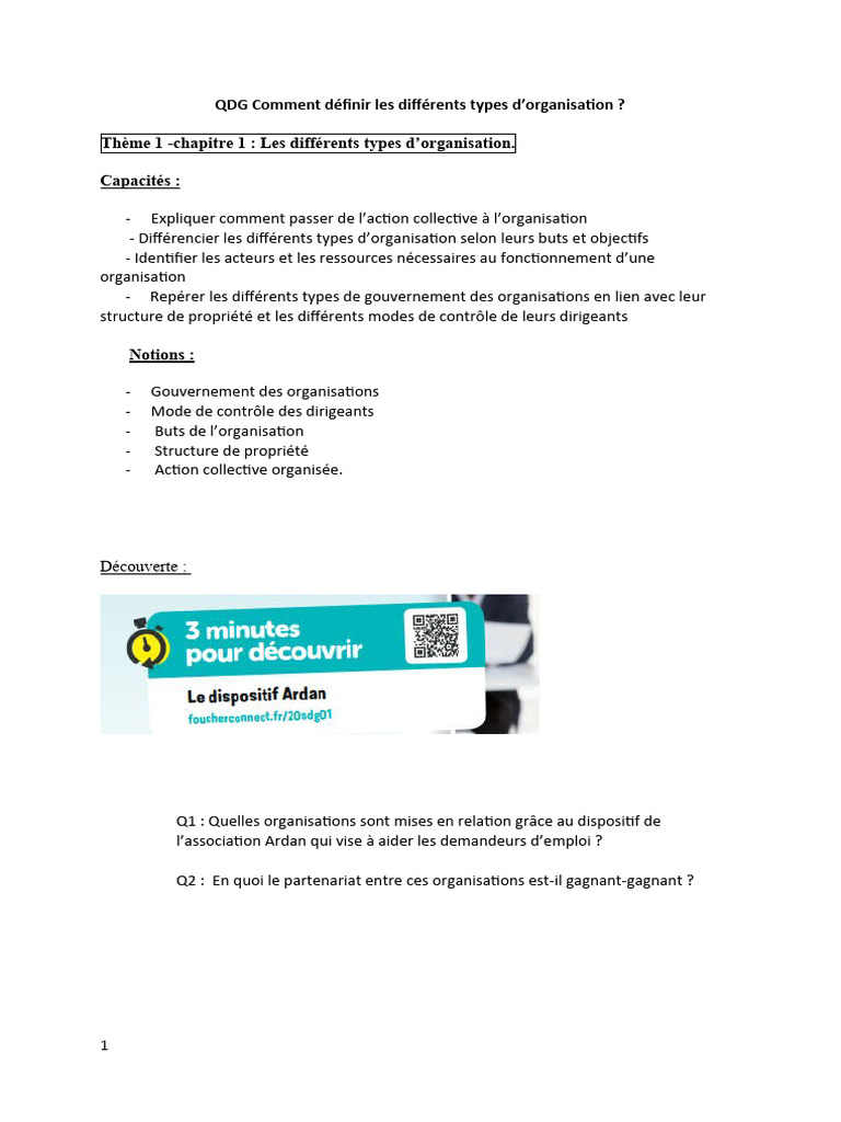 Thème 1 Chapitre 1 Exercices de Découverte | PDF