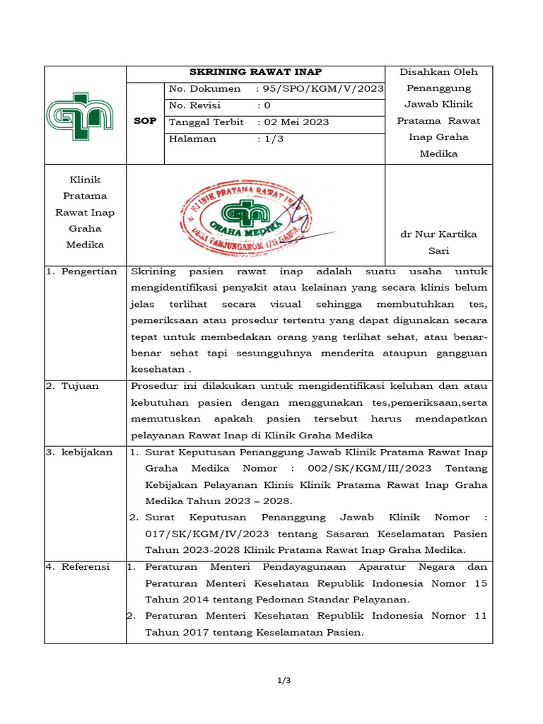 Sop Skrining Ranap | PDF