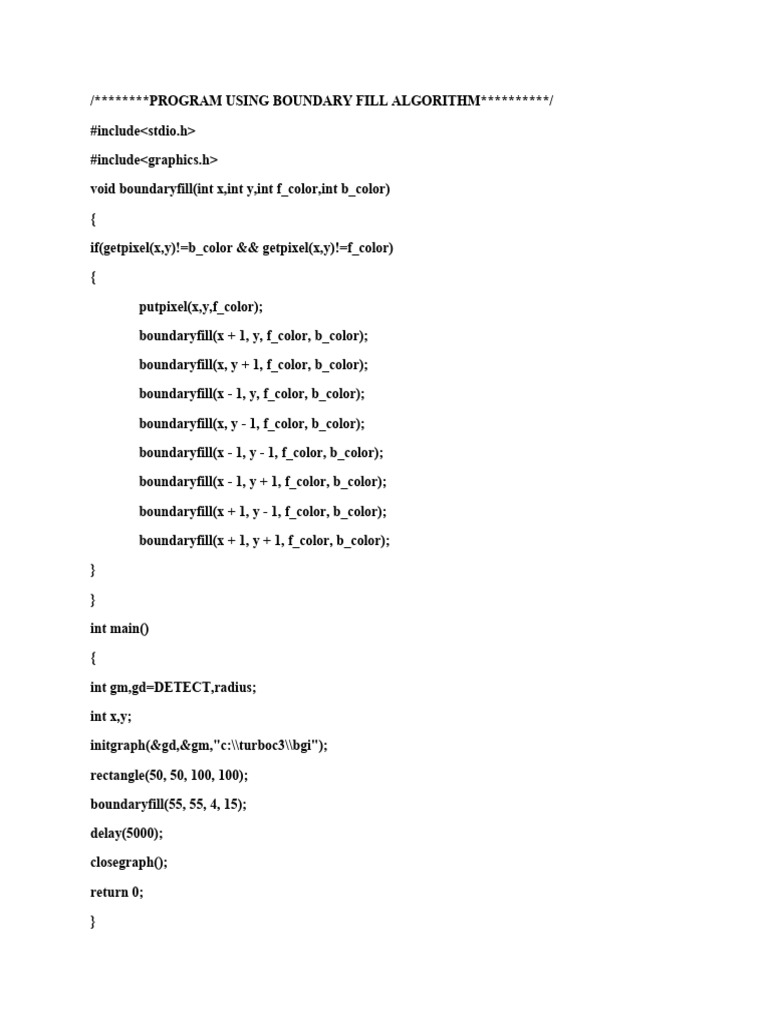 Program For Boundary Fill Algorithm | PDF