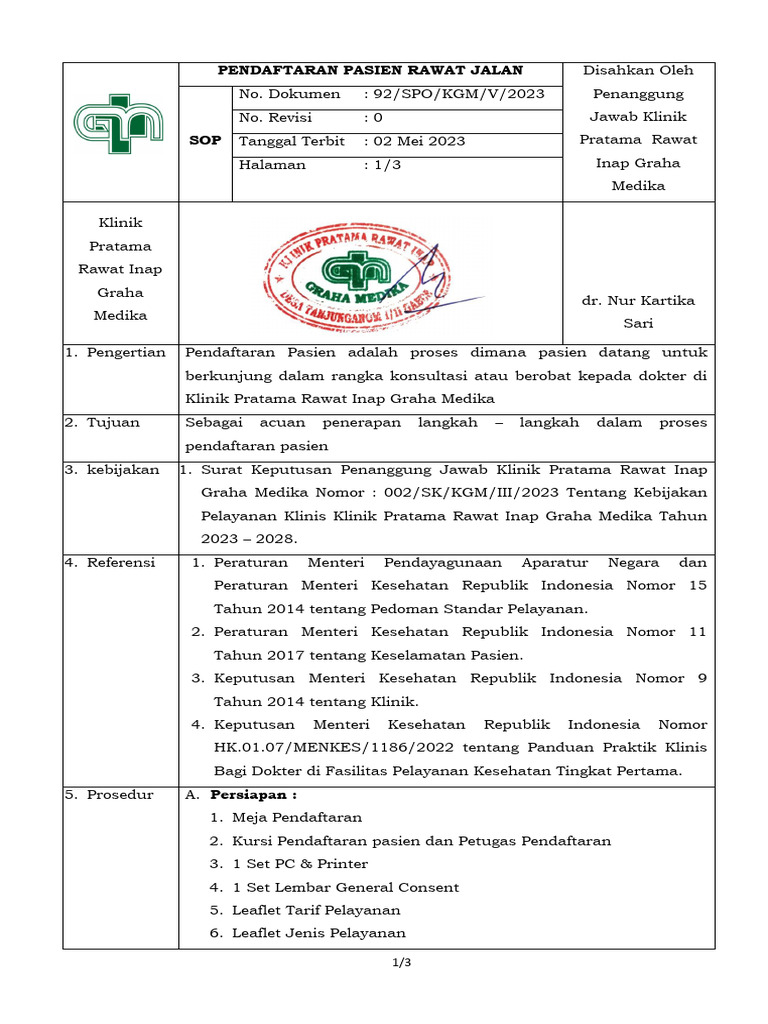 Sop Pendaftaran Rajal | PDF