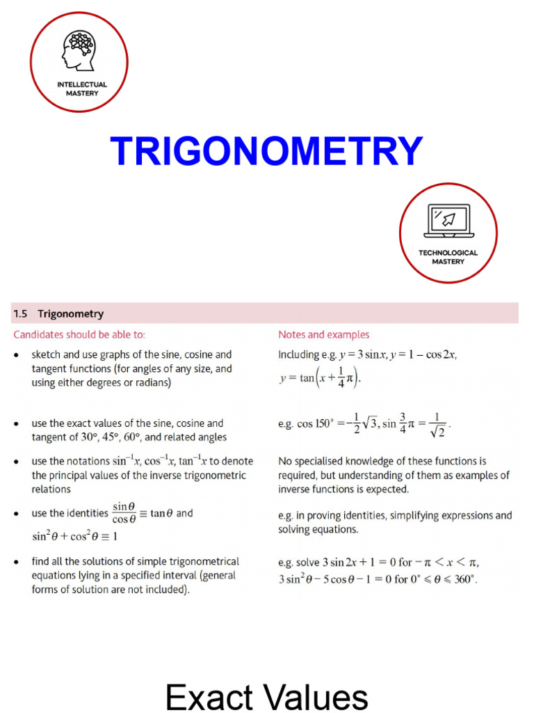 5.1 Exact Values of Trigonometric Ratios | PDF