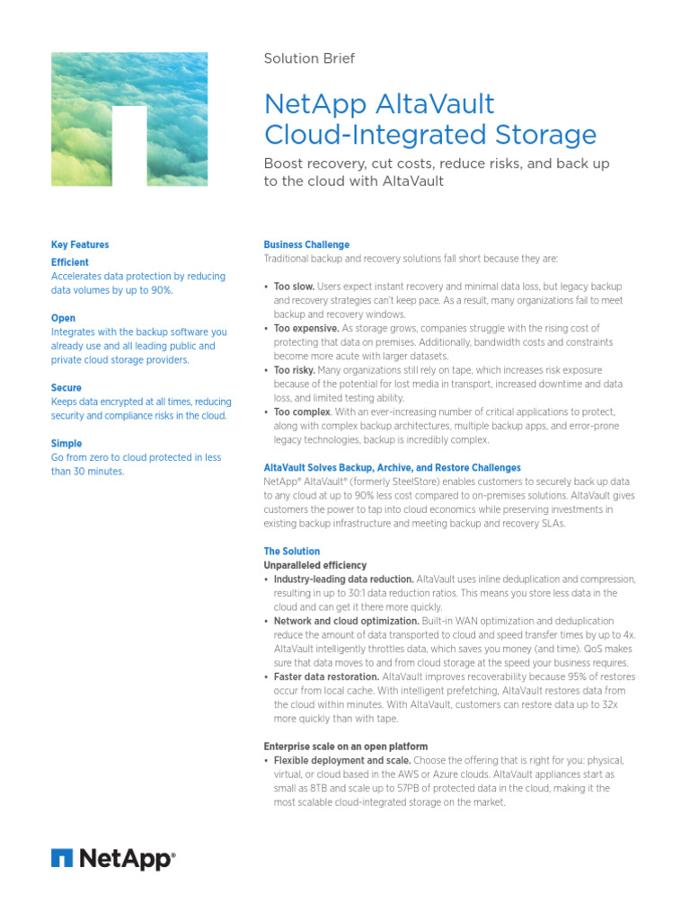 NetApp AltaVault Cloud-Integrated Storage | PDF